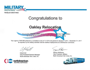 Military Moving Excellence Award Recipient